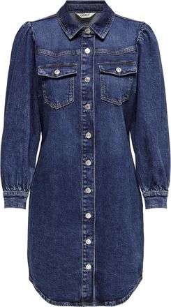 Only Damen ONLALLIE LS Stretch DNM Dress AZG Jumpsuit, Dark Blue Denim, X-Small