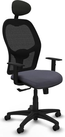 Piqueras y Crespo Grauer Drehstuhl mit 1D-Armlehnen, h&ouml;henverstellbarer Lendenwirbelst&uuml;tze und festem Kopfteil, ausgestattet mit 3 Positionen und Schneidschaum, Schwarz