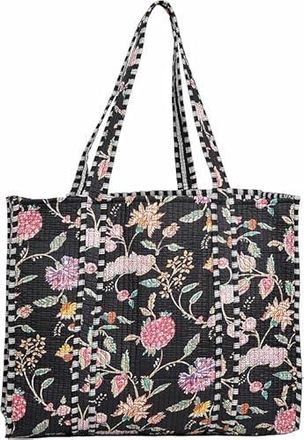 Generic Sac fourre-tout matelassé en coton, belle impression, marché shopping, sac de plage, sac à bandoulière, Motif 6, Height:-15 inch