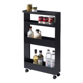 Yamazaki Tableware Yamazaki 1807 Tower Slim 4~Tiered Storage Cart, Black, Steel/Nylon, 13 x 48 x 80.5 cm
