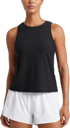 CRZ YOGA Damen Cloudweight Rundhals Workout Tanktops Leicht Athletic Gym Tops Weich Basic Running &Auml;rmellose Shirts Schwarz 40