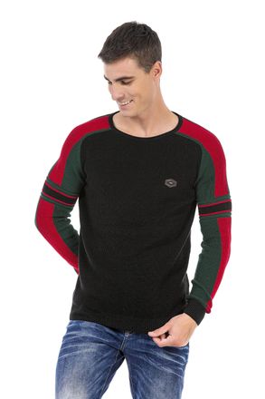 Cipo & Baxx Herren Pullover CP249 Schwarz - Stylischer Strickpullover im modernen Design mit hohem Perfekt f&uuml;r Freizeit, Alltag & Coole Streetwear Outfits - CP249