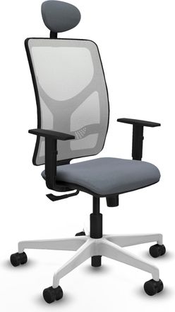 Piqueras y Crespo B&uuml;rostuhl, grau und wei&szlig;, mit 1D-Armlehnen, h&ouml;henverstellbare Lendenwirbelst&uuml;tze und festes Kopfteil, ausgestattet mit 3 Positionen und Schneideschaum