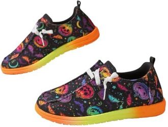 Generic Baskets tendance en toile pour femme - Motif squelette citrouille - Chaussures de marche &agrave; lacets - Respirantes et confortables - Chaussures de sport 