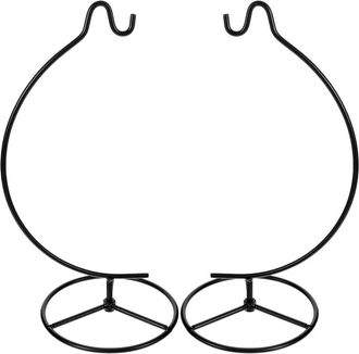 Cabilock H&auml;ngedekorationsst&auml;nder 2 St&uuml;ck aus Eisen f&uuml;r Luftpflanzen und Kristallkugeln mit Haken zur Einfachen Befestigung Schwarz f&uuml;r Innenraumgestaltung und 