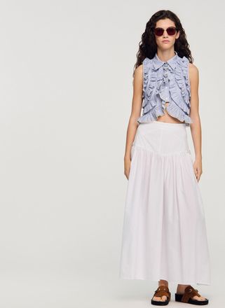 Sandro Langer Rock aus Popeline zum Binden