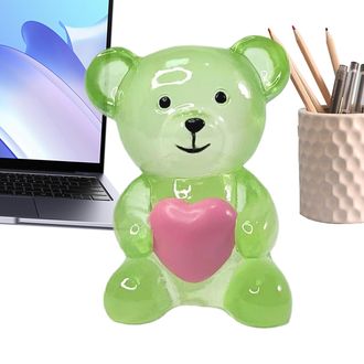 Generico Figur B&auml;r, Figur aus Kunstharz, klein, mit Herz, Skulptur eines l&auml;chelnden B&auml;rs, f&uuml;r Zuhause, Schreibtisch, Regal, Wohnzimmer, Schlafzimmer, Arbeitszi