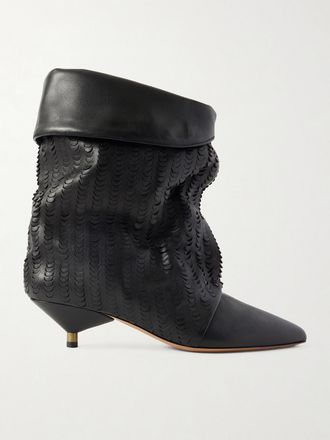 Isabel Marant Bottines En Daim &Agrave; Perforations Et &Agrave; Fronces Edrik - Noir