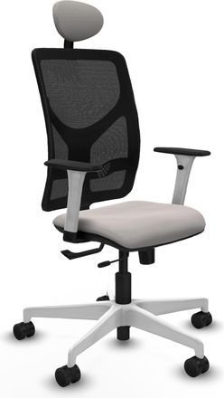 Piqueras y Crespo Wei&szlig;er B&uuml;rostuhl mit Rollen, mit wei&szlig;en und schwarzen Armlehnen, h&ouml;henverstellbare Lendenwirbelst&uuml;tze und festes Kopfteil, Schwarz/Wei&szlig;