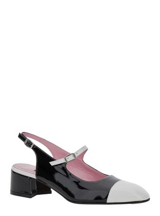 Carel Womens Black Slingback Pumps With Adjustable Strap Patent Leather