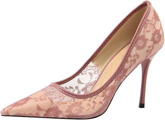 Generic Escarpins &agrave; Talon Aiguille en Dentelle et Design ajour&eacute; pour Femmes, Chaussures &agrave; Bout Pointu pour Sorties et c&eacute;l&eacute;brations,Violet,36 EU