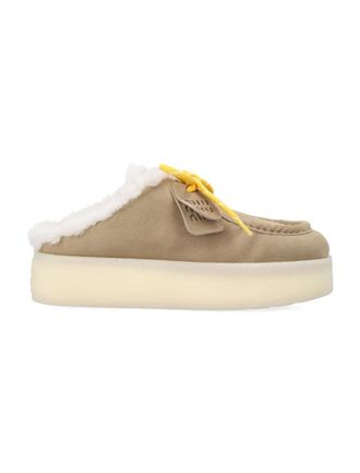 Miu Miu Slipper & Pantoletten - Suede Mule Loafers With Shearling Lining - Gr. 37 (EU) - in Beige - f&uuml;r Damen