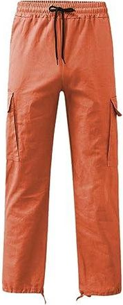Generic High Street Pantalon ample en popeline pour homme Automne Hiver Pantalon pour loisirs et sport Couleur unie, Orange, 4XL