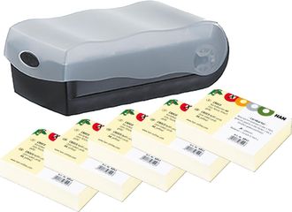 Han Lernkarteibox CROCO, einfach Vokabeln lernen mit 5-Fächer-Lernsystem, DIN A8 Karteikasten für 500 Karten, inkl. 5 Stützplatten + 500 Lernkarten, Karte