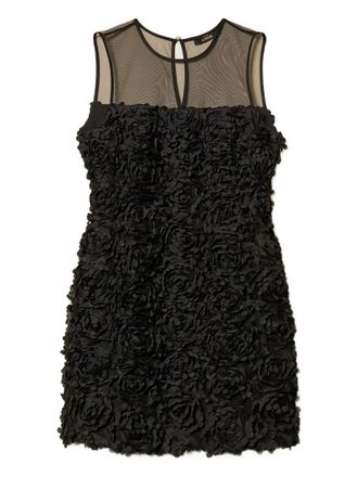 Twin-Set robe fleurie en tulle &agrave; coupe courte - Noir