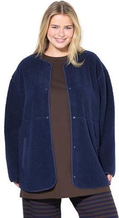 STUDIO UNTOLD Femme Grandes Tailles Veste Oversize en Polaire Bouclette, col Rond Marine 46+ 844810770-46+