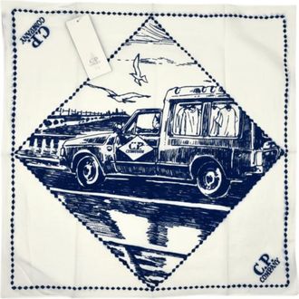 C.P. Company C.p. Company, unisex, Accessoires, Blanc, Taille: ONE Size Muslin Scarf Print (60&times;60)