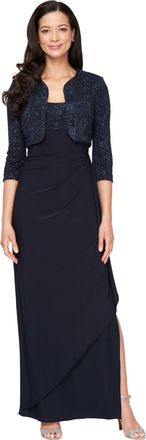 Alex Evenings Damen Bolerojackenkleid mit Empire-Taille (Zierliche und Normale Größen) Kleid fr besondere Anlsse, Navy, 36