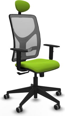 Piqueras y Crespo B&uuml;rostuhl, Kopfst&uuml;tze mit 1D-Armlehnen, h&ouml;henverstellbare Lendenwirbelst&uuml;tze und festes Kopfteil, ausgestattet mit 3 Positionen und Schneidschaum, Gra