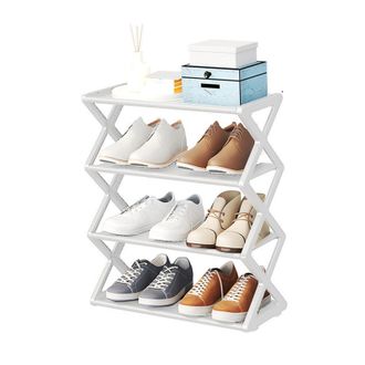 ZJchao Kreativer Mehrstufiger Schuhregal Organizer, Einfach zu Montierender, Faltbarer Aufbewahrungs Schrank, Platzsparendes Regal mit Mehrschichtigem Design