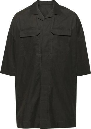 Rick Owens Homme, Chemises, Gris, Taille: S Chemise Boutonn&eacute;e &agrave; Manches Courtes avec Poches Plaqu&eacute;es