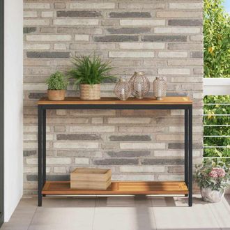 vidaXL Gartentisch Natur & Schwarz 35x110x75 cm aus Massivholz und Stahl - Vidaxl