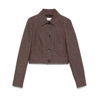 Max Mara Braune Knopfjacke mit Schulterpolstern - - Jackets - Damen - Braun - XS