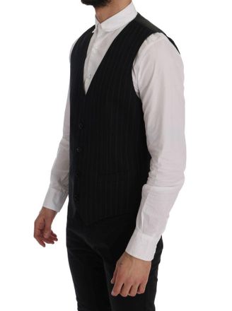 Dolce & Gabbana Mens Black Staff Cotton Striped Vest Clothing