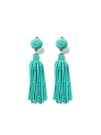 Carolina Herrera boucles doreilles pendantes &agrave; franges - Bleu