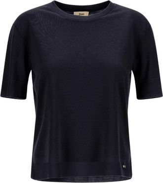 Herno Femme, Tops, Bleu, Taille: 46 FR T-Shirt Effet Tricot Glam