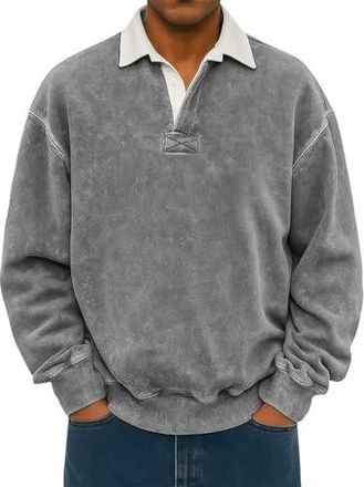 Generic Polo classique extensible et l&eacute;ger &agrave; coupe classique pour homme, doux et confortable, coupe classique, gris, 5XL