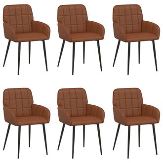 vidaXL Sedie Da Pranzo 6 Pz Similpelle Marrone 56.5 X 50 X 85 Cm Vidaxl