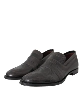 Dolce & Gabbana Black Brown Leather Loafer Men Dress Shoes Calfskin