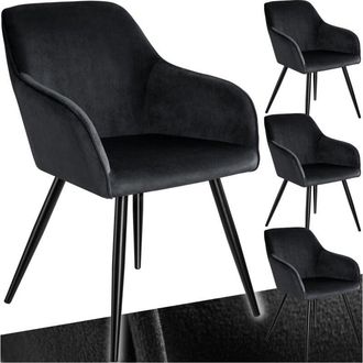 TecTake Tectake - Ensemble 4 chaises ergonomiques cuir synthétique aspect velours noir