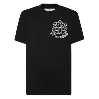 Philipp Plein Homme, Tops, Noir, Taille: 3XL T-Shirt Col Rond Skull&Bones