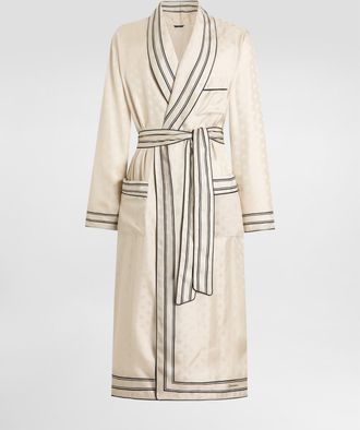 Dolce & Gabbana Logo And Stripe-print Twill Robe - Mann Unterw&auml;sche Und Loungewear Multicolor 50
