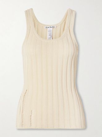 Acne Studios Tanktop Aus Einer Gerippten Biobaumwollmischung Mit Distressed-details - Elfenbein