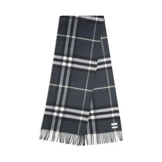 Burberry Schal aus Kaschmir mit Karomuster und Fransen - - Accessories - Herren - Gr&uuml;n - ONE SIZE