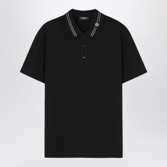 Versace Schwarzes Poloshirt mit Medusa-Stickerei