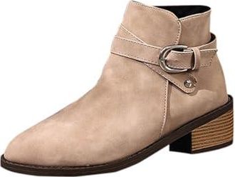 Generic Bottines Chelsea d&eacute;contract&eacute;es &agrave; talon &eacute;pais pour femme - &Eacute;l&eacute;gantes - Couleur unie - Boucle lat&eacute;rale - Fermeture &eacute;clair lat&eacute;rale - Classique et confor