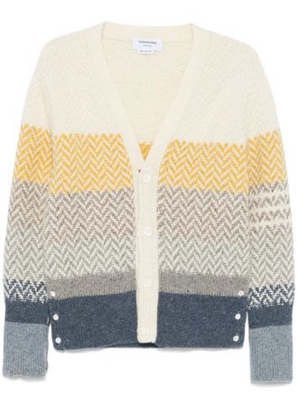Thom Browne cardigan rayé à col v - Tons neutres