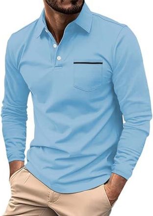 Generic Polo d&eacute;contract&eacute; &agrave; manches longues pour homme - Polo de golf classique et d&eacute;contract&eacute; respirant - T-shirt d&eacute;contract&eacute; - Pour la p&ecirc;che - Automne - Hive
