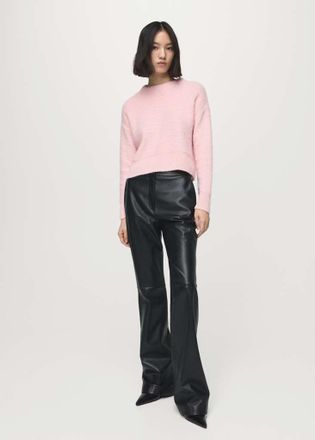 Mango Pull-over maille col montant rose p&acirc;le - Femme - S - MANGO