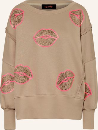 Miss Goodlife Miss Goodlife Oversized-Sweatshirt Mit Schmucksteinen beige
