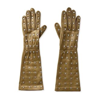 Bottega Veneta Gepr&auml;gte Logo-Stulpen Lederhandschuhe - - Accessories - Damen - Gr&uuml;n - 7 1/2 IN