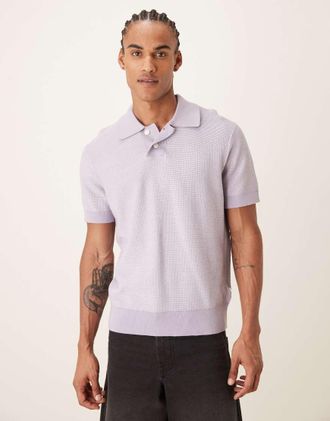 Farah Birch - Polo manches courtes en maille &agrave; logo - Lilas-Violet