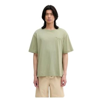 Maison Kitsun&eacute; Embossed Profile Fox Oversize T-Shirt - - Tops - Herren - Gr&uuml;n - XL