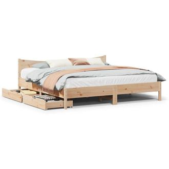 vidaXL Massivholzbett mit Schubladen 200x200 cm Kiefer Vidaxl