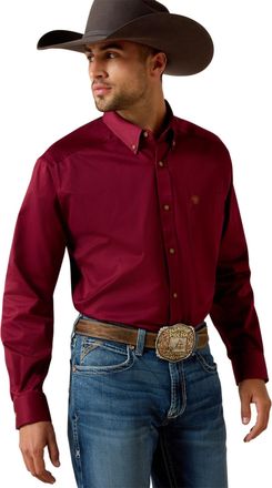 Ariat Herren Klassisches Solidem Twill Hemd, Burgunder, L