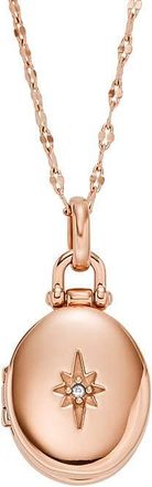 Fossil Halskette f&uuml;r Frauen Locket Collection Rose Gold-Tone Edelstahl Kette Halskette, L&auml;nge: 450mm+50mm, JF04429791